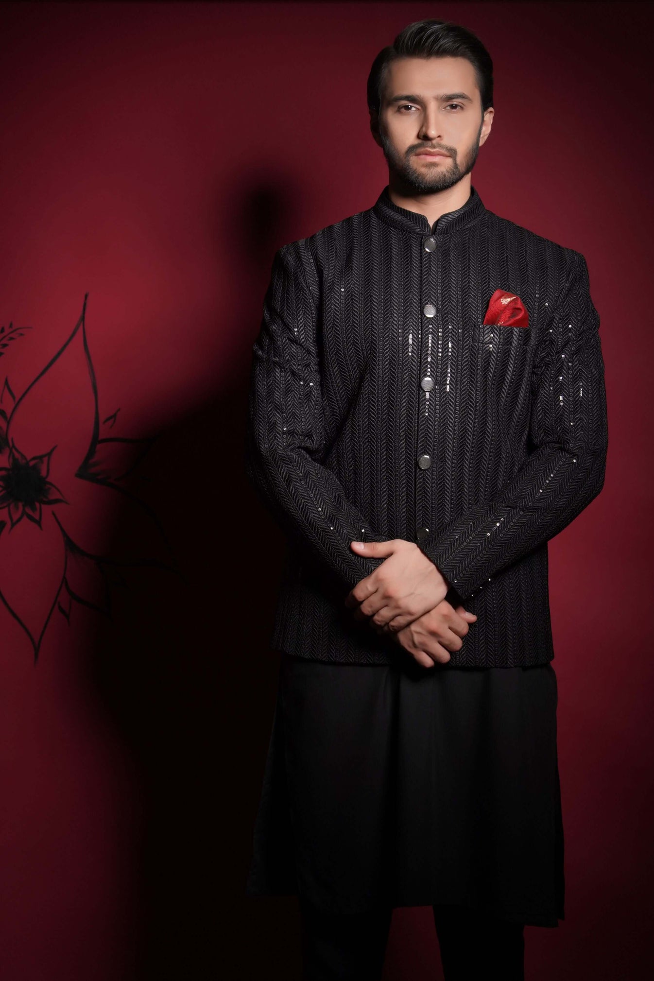 Black Maharaja Prince Jacket set. – The house of Arsalan Iqbal